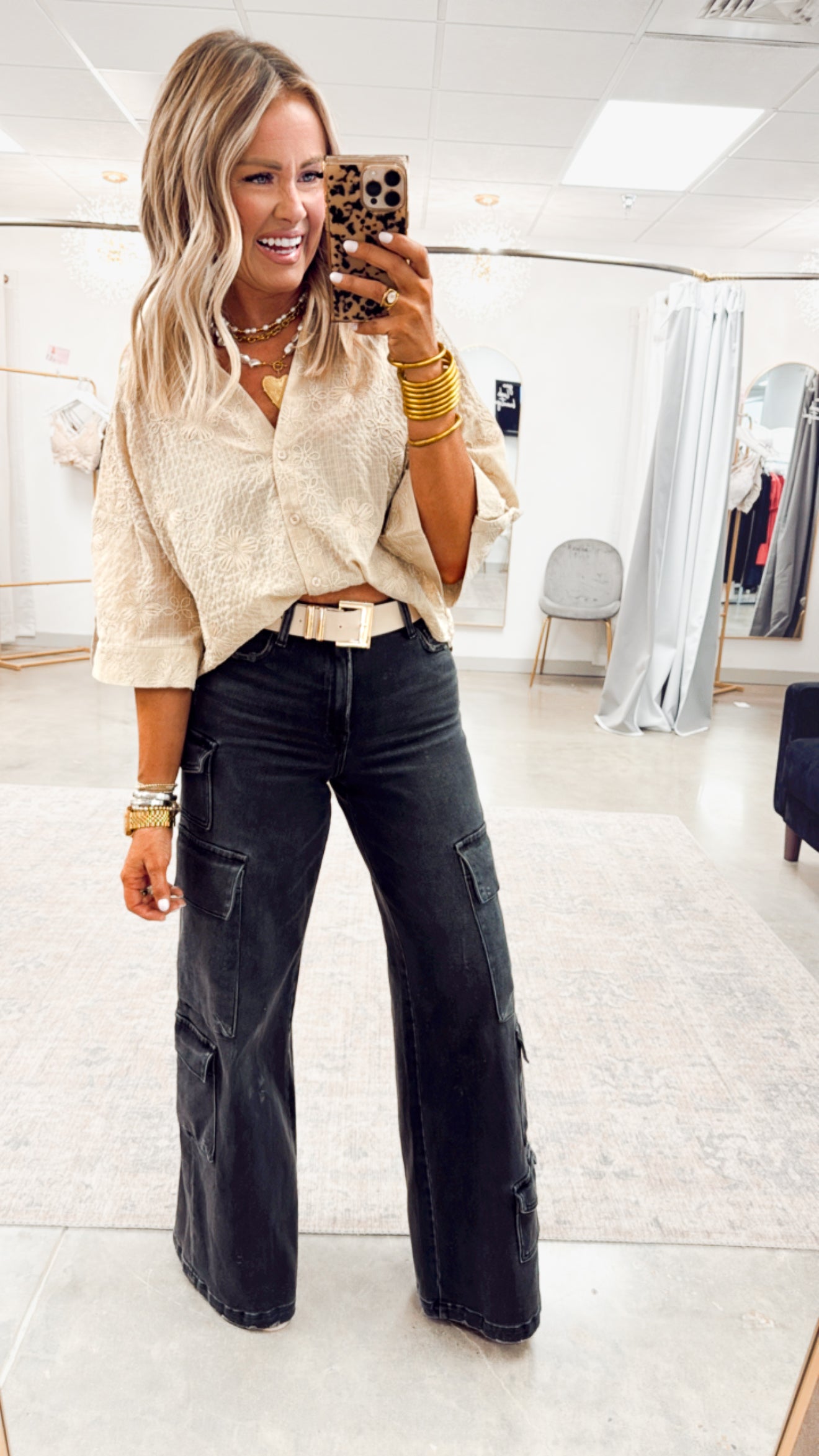 Charcoal Couture-High Rise Cargo Jeans – Sparkle Tallahassee