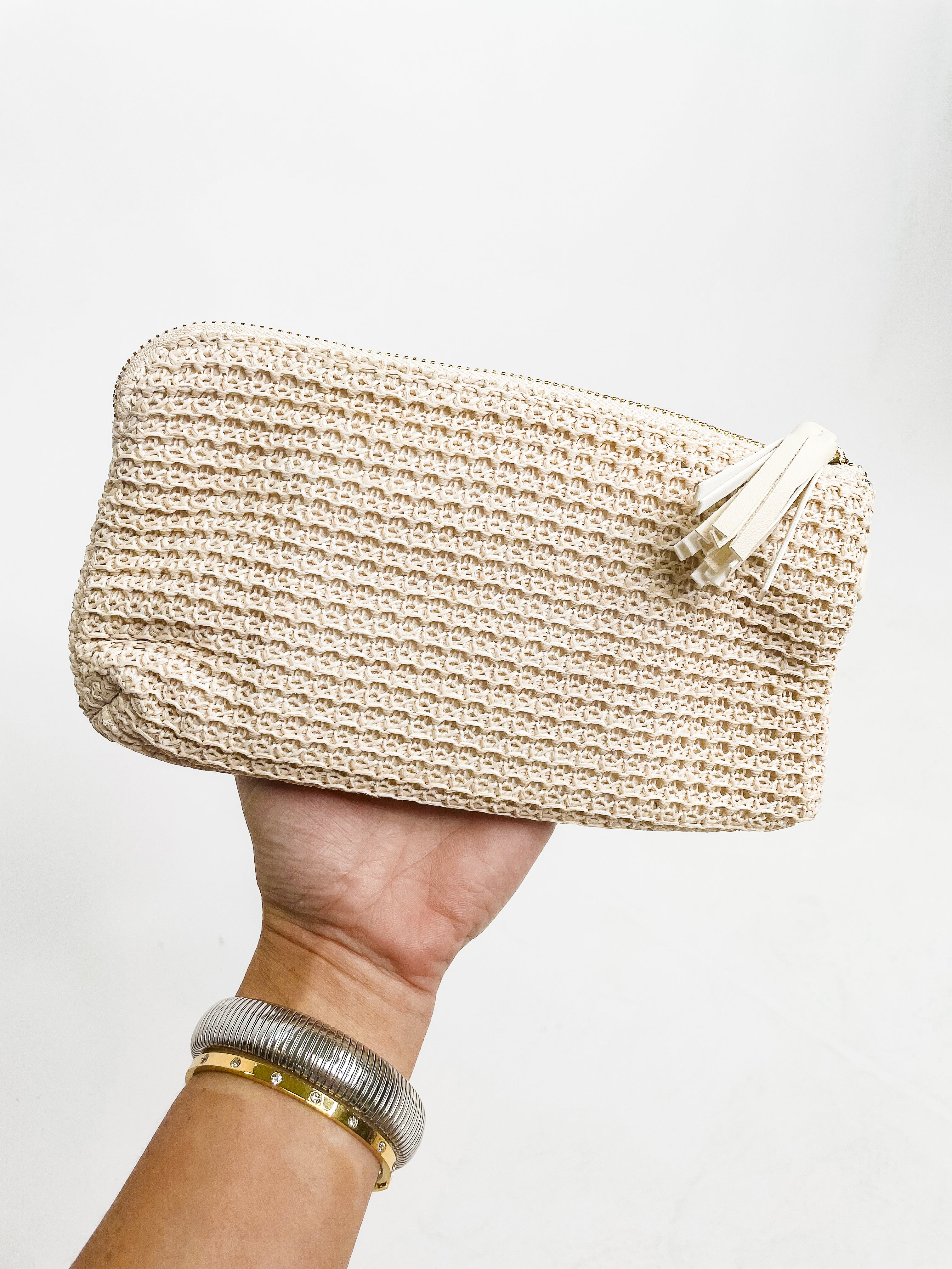Rome Raffia Clutch Card Wallet Wristlet-Cream – Sparkle Tallahassee
